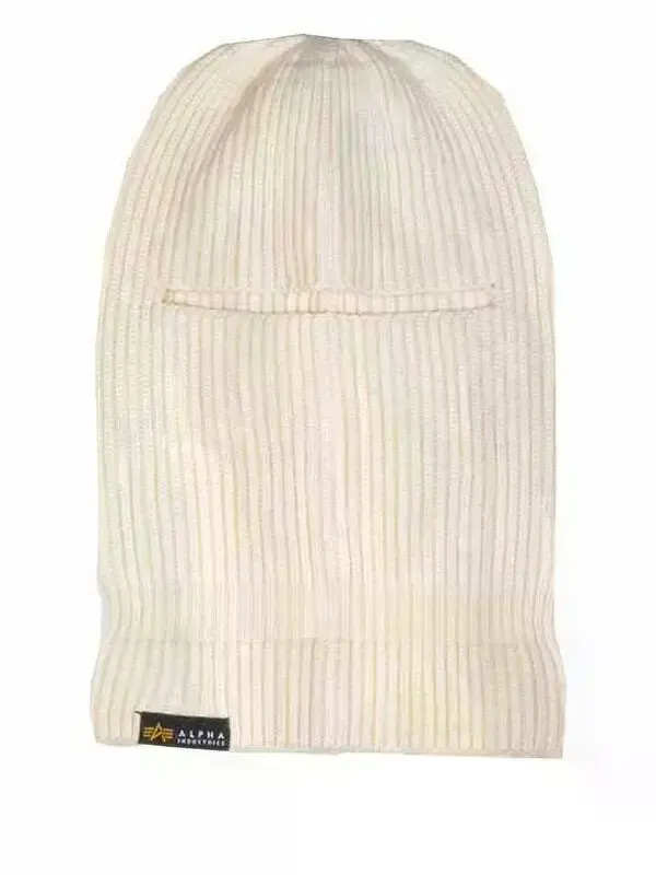 Alpha Industries Logo-patch Ribbed Beanie Hat - White