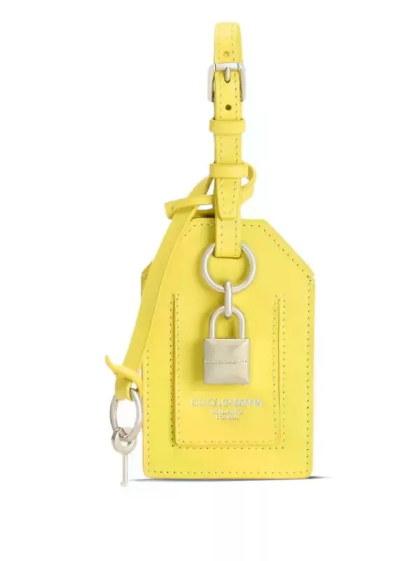 Dolce & Gabbana Padlock Leather Keychain - Yellow