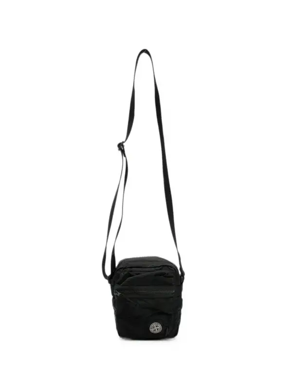 Stone Island Logo Detail Messenger Bag - Black