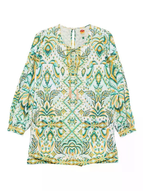 Farm Rio Tropical Tapestry Playsuit - Blue