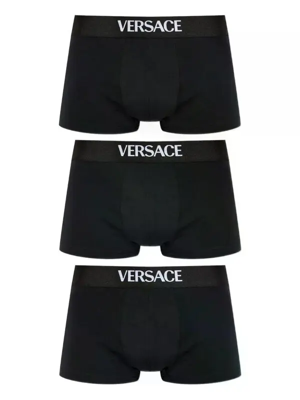 Versace Cotton-jersey Trunks 3-pack - Black