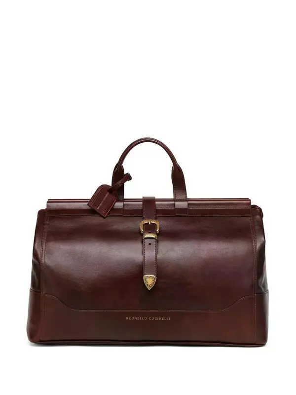 Brunello Cucinelli Logo-stamp Leather Holdall