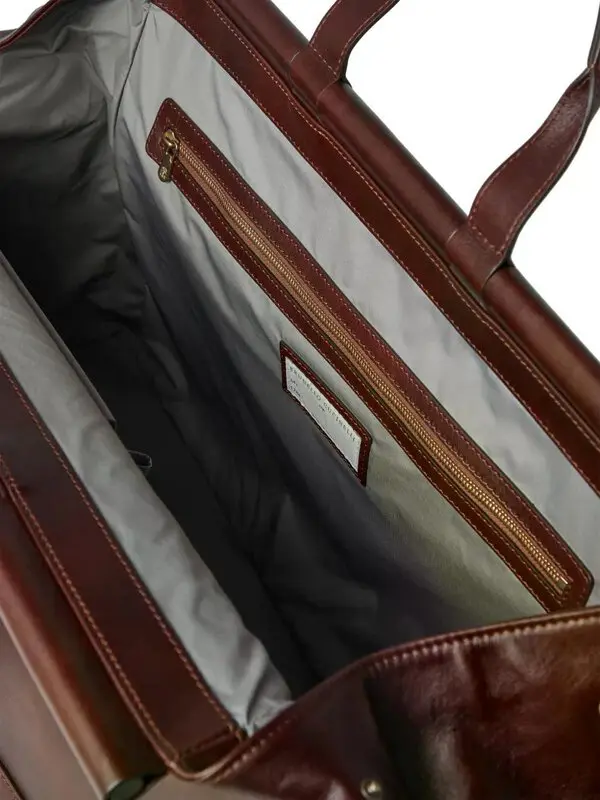 Brunello Cucinelli Logo-stamp Leather Holdall