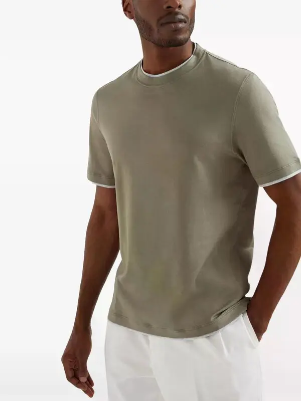 Brunello Cucinelli Contrast-trim Crew-neck T-shirt