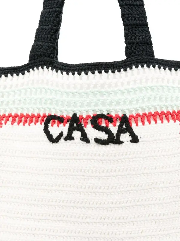 Casablanca Large Logo Embroidered Crochet Shopper Bag
