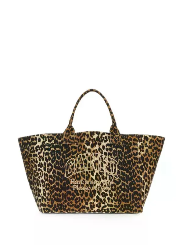 GANNI Xxl Leopard-print Tote Bag - Neutrals