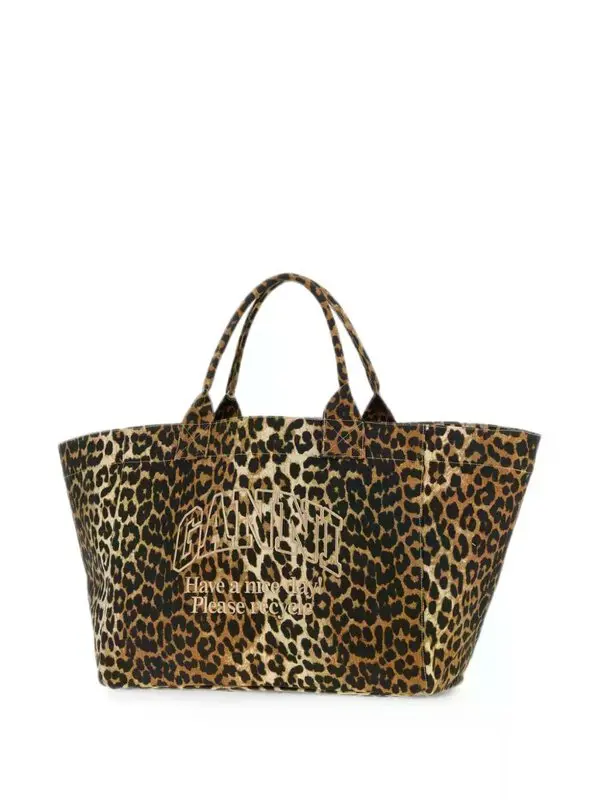 GANNI Xxl Leopard-print Tote Bag - Neutrals