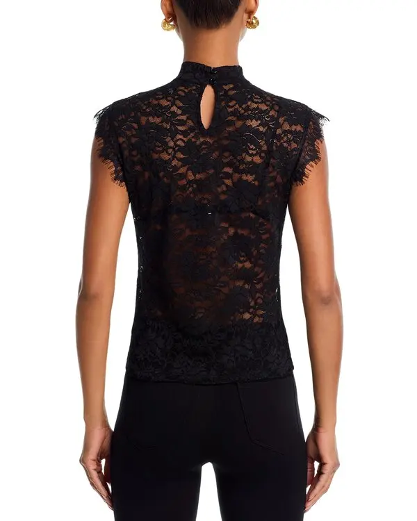 Aqua Lace Mock Neck Tank Top