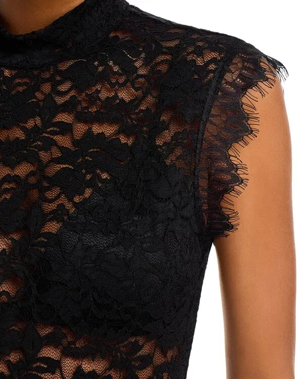 Aqua Lace Mock Neck Tank Top