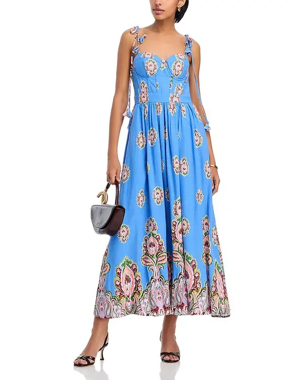 Aqua Ombre Paisley Print Midi Dress