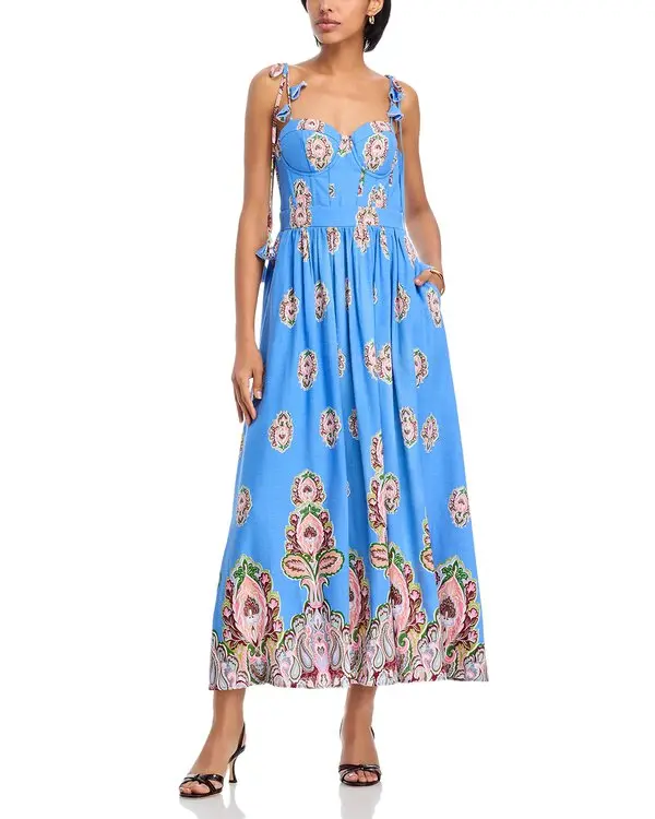 Aqua Ombre Paisley Print Midi Dress