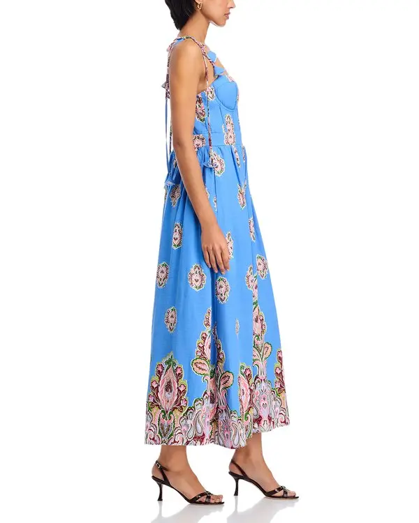 Aqua Ombre Paisley Print Midi Dress