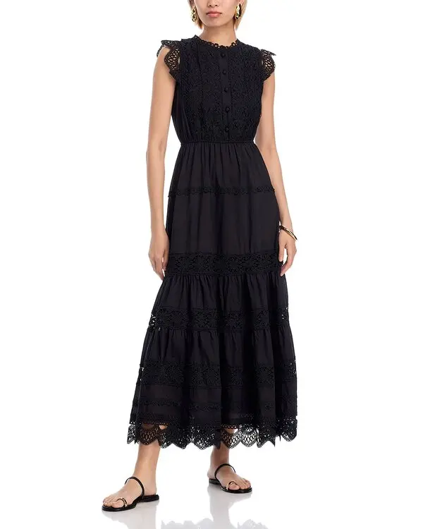 Aqua Cotton Lace Maxi Dress