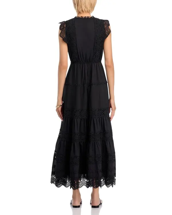 Aqua Cotton Lace Maxi Dress