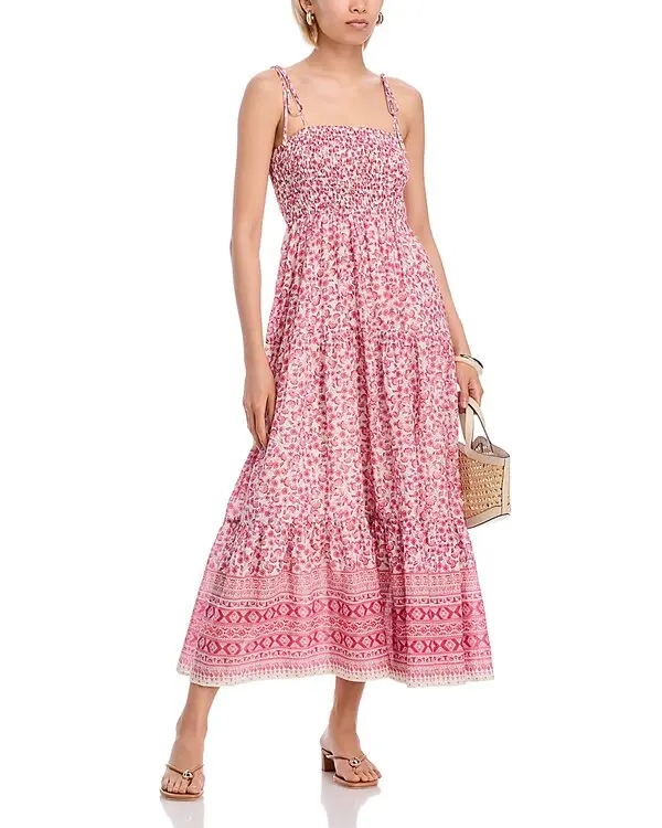 Aqua Border Smocked Maxi Dress Exclusive