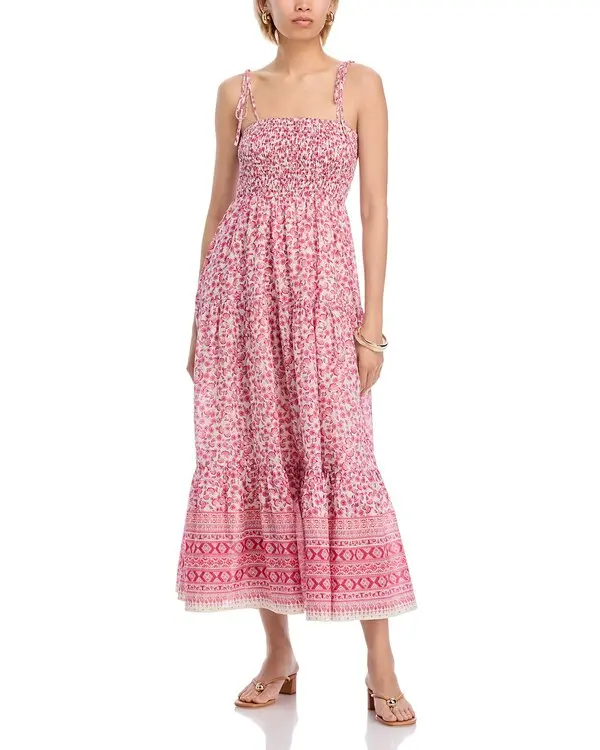 Aqua Border Smocked Maxi Dress Exclusive