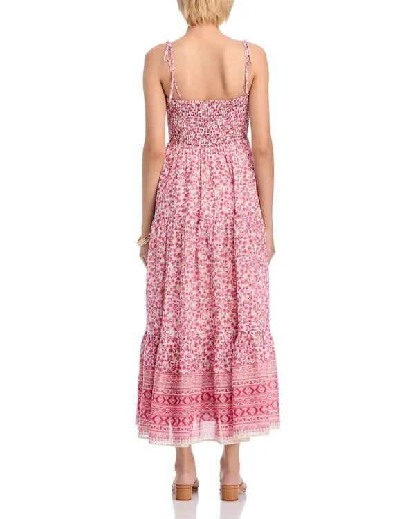 Aqua Border Smocked Maxi Dress Exclusive