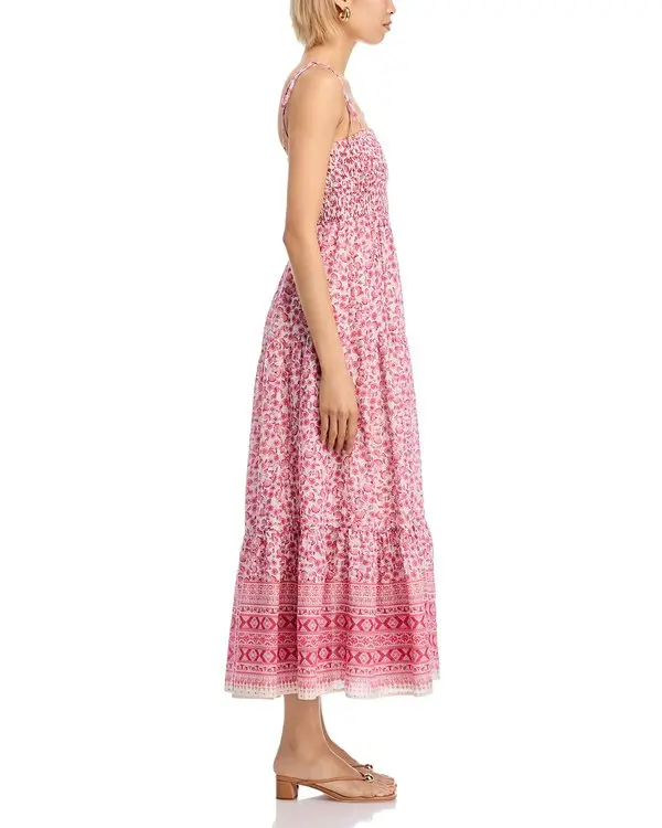 Aqua Border Smocked Maxi Dress Exclusive