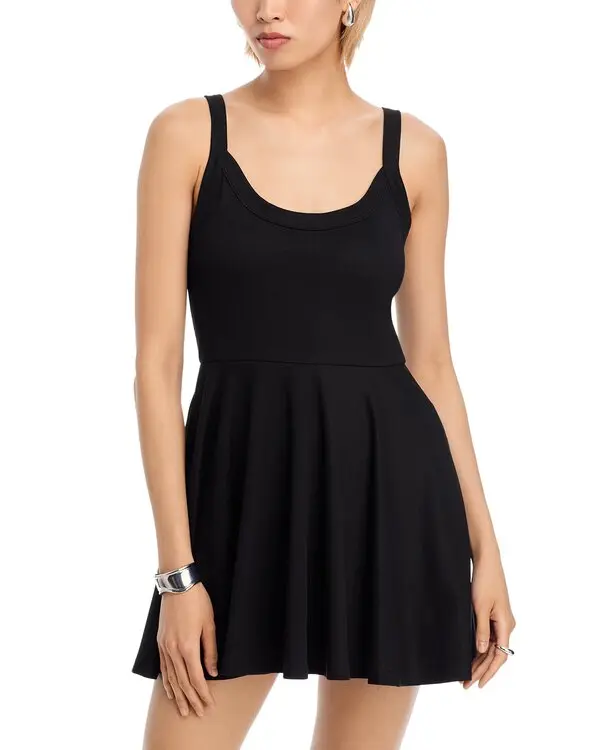 Aqua Jersey Knit Mini Dress - Black