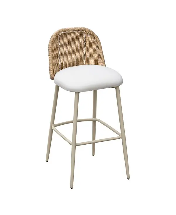 TOV FURNITURE Alexa Rattan Performance Fabric Barstool - Natural