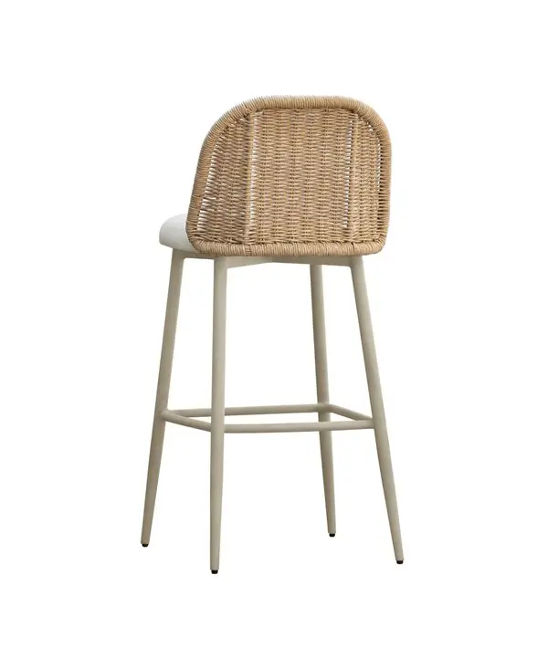 TOV FURNITURE Alexa Rattan Performance Fabric Barstool - Natural