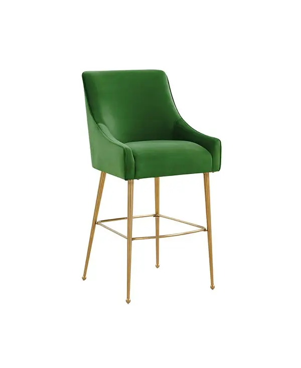 TOV FURNITURE Beatrix Velvet Bar Stool Gold Legs - Green