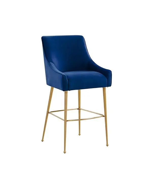 TOV FURNITURE Beatrix Velvet Bar Stool Gold Legs - Navy