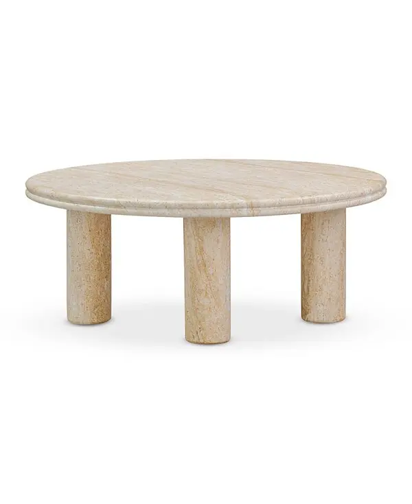 TOV FURNITURE Amora Faux Indoor/outdoor Inch Round Accent Table - Travertine