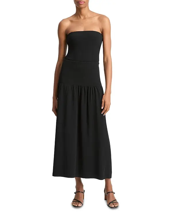 Vince Strapless Compact Drop Waist Dress In Black - 76% Off | Editorialist