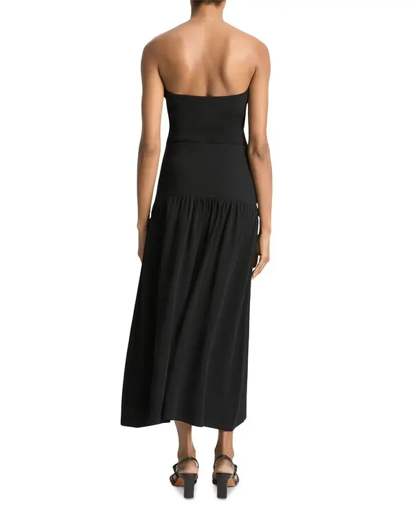 Vince Strapless Compact Drop Waist Dress In Black - 76% Off | Editorialist