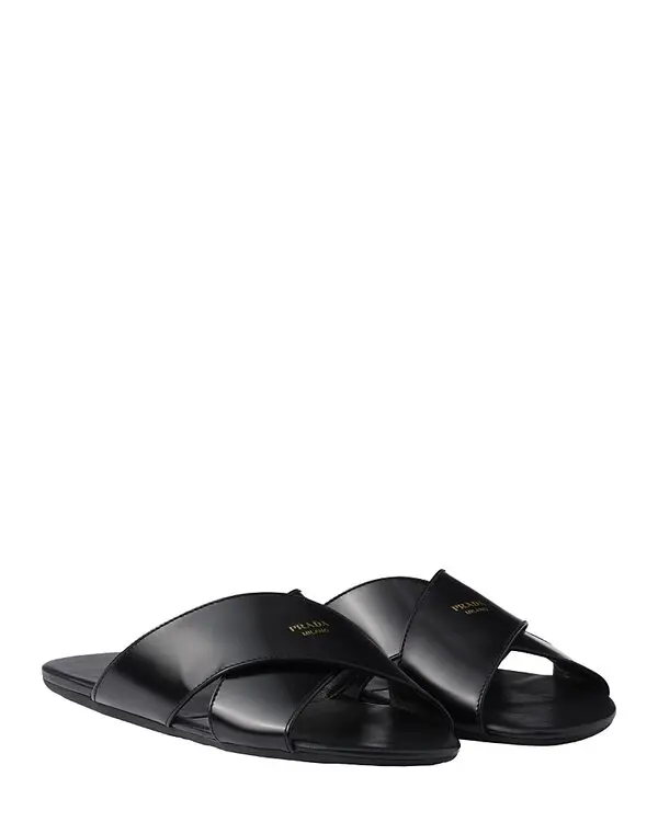 Prada Brushed Leather Slides
