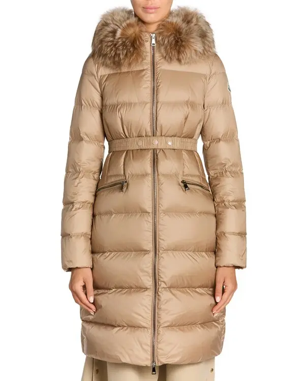 Moncler Boedic Belted Puffer Coat - Brown