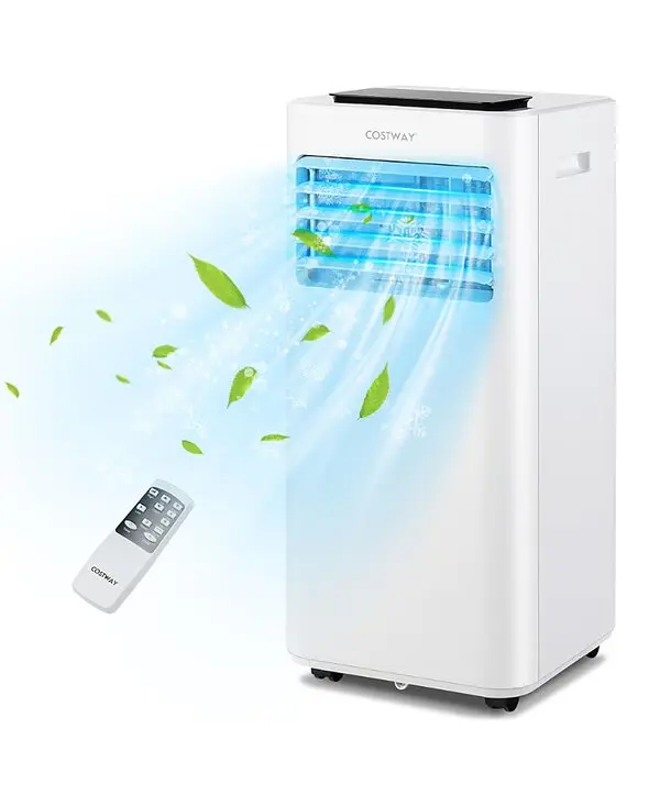 COSTWAY 8000 Btu Portable Air Conditioner 3-in-1 Ac Unit With Cool Fan Dehum Sleep Mode - White