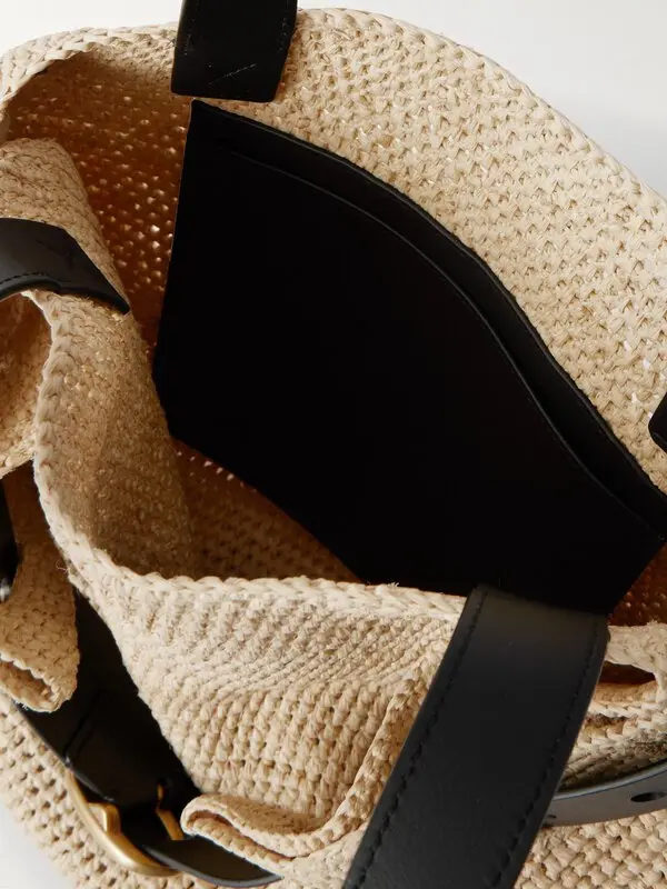 Loewe Punch Hole Medium Leather-trimmed Raffia Tote