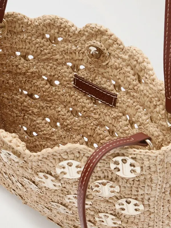 Rabanne Leather-trimmed Embellished Woven Raffia Shoulder Bag