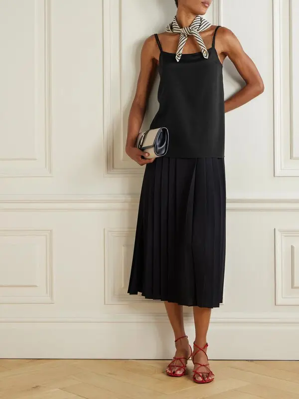 Max Mara Kansas Silk-blend Crepe Top - Black
