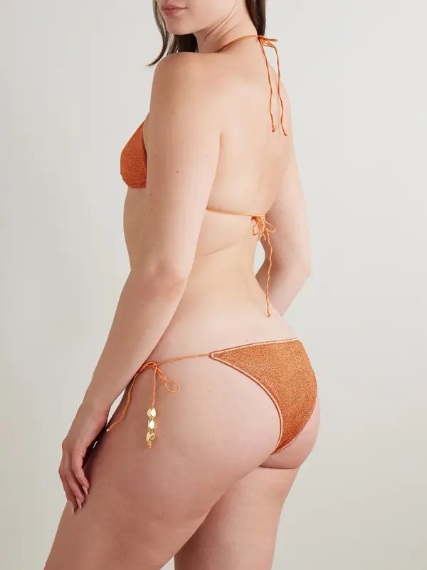Oseree Glazed Lumière Embellished Metallic Triangle Bikini