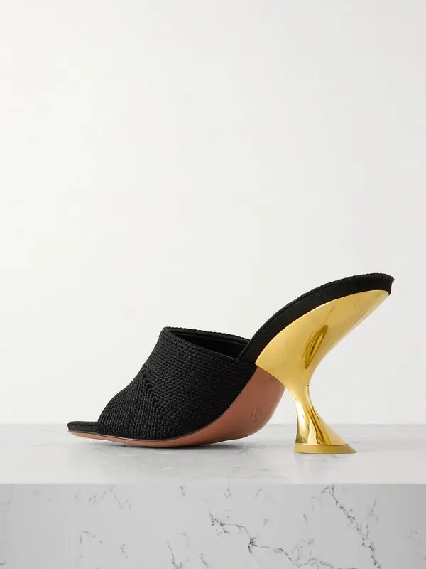 Amina Muaddi Taylor Cotton Mules - Black