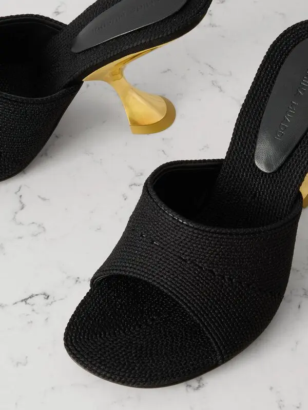 Amina Muaddi Taylor Cotton Mules - Black