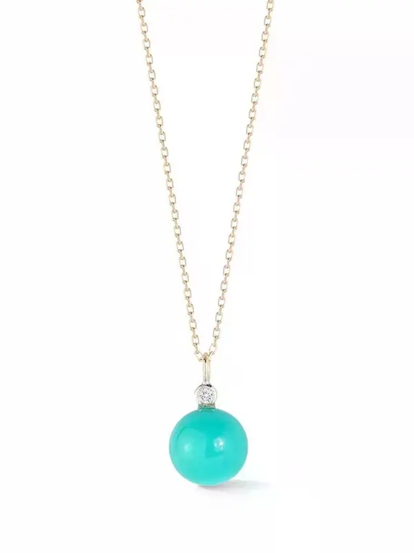 Mateo 14kt Yellow Gold, Turquoise, And Diamond Necklace - Silver