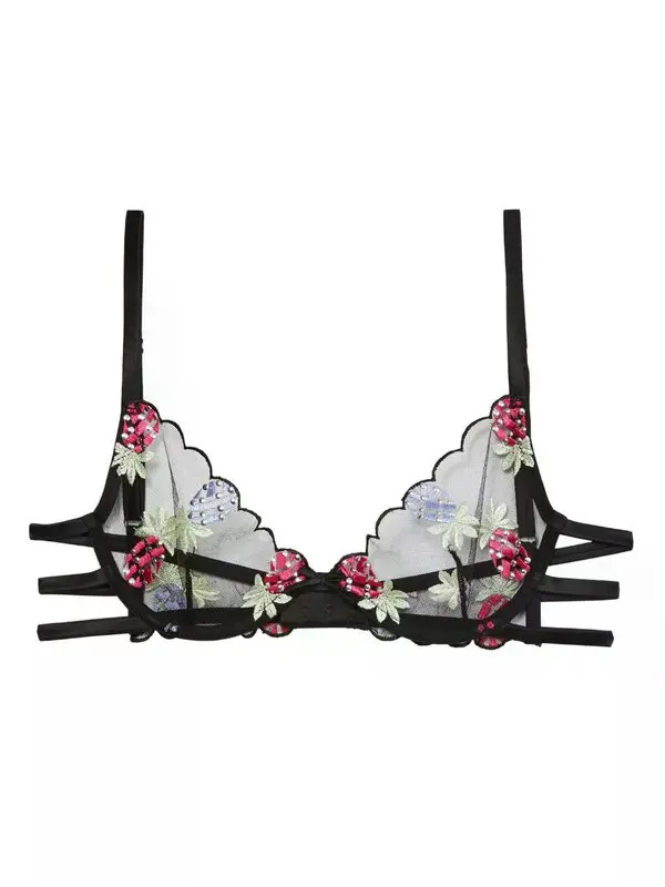 FLEUR DU MAL Pineapple-embroidered Demi Bra