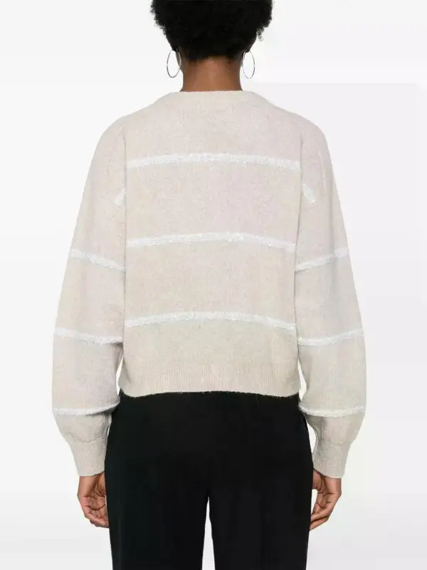 Brunello Cucinelli Striped Sequin-embellished Jumper