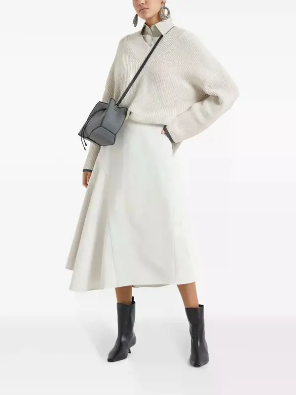 Brunello Cucinelli Asymmetric A-line Midi Skirt