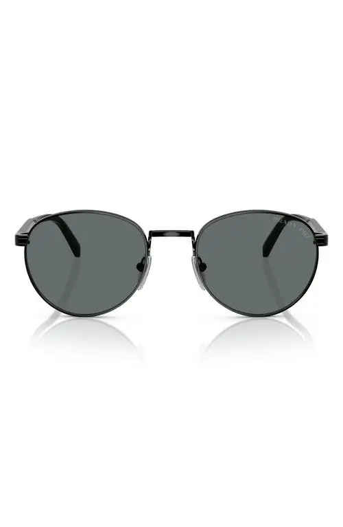 Prada Polarized Oval Sunglasses - Shiny Black