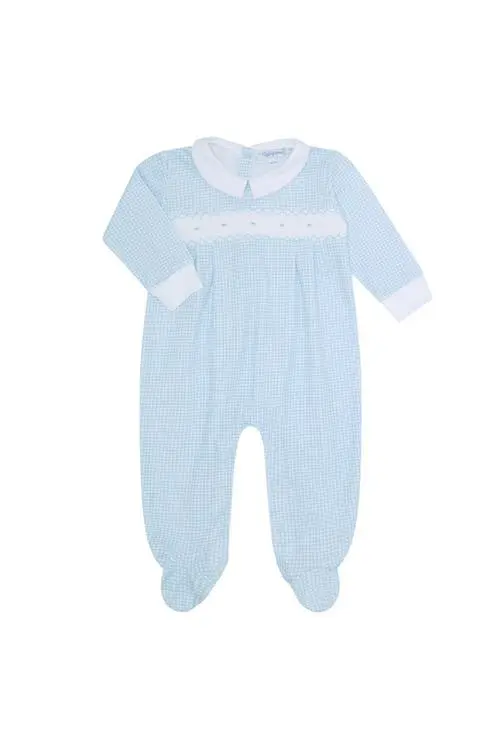 NELLAPIMA Gingham Smocked Footie - Blue