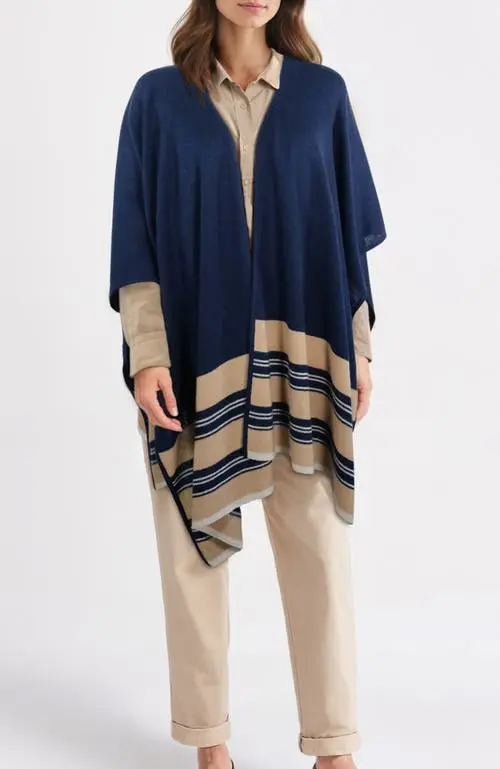 Portolano Lightweight Cashmere Shawl - Dark Blue Combo
