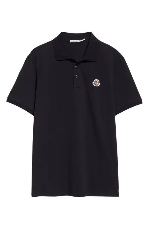 Moncler Logo Patch Cotton Piqué Polo - Blue