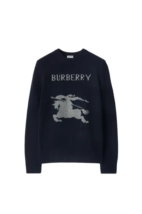 Burberry Equestrian Knight Wool Cashmere Sweater - Navy