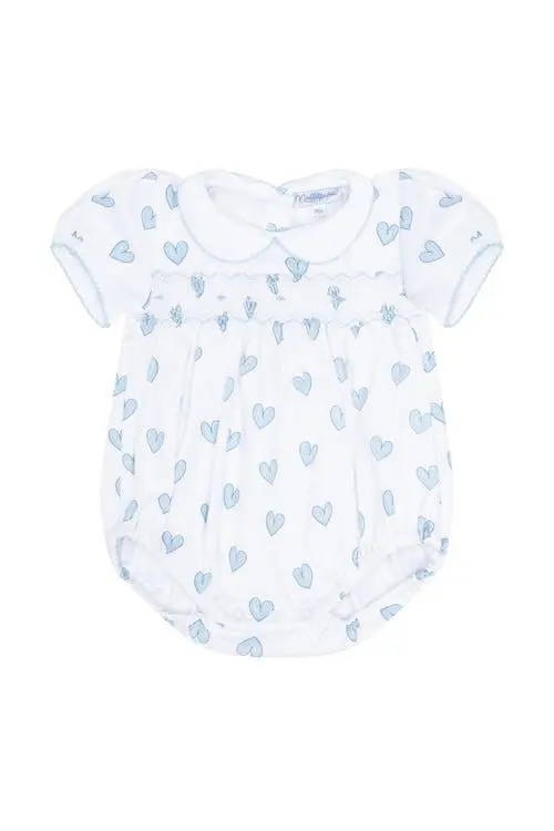 NELLAPIMA Heart Print Smocked Bubblebaby - Blue