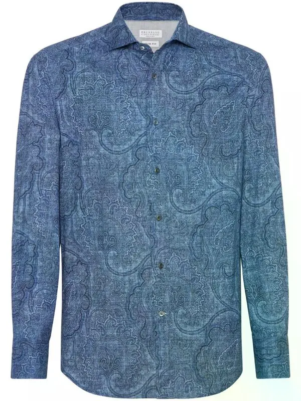 Brunello Cucinelli Patterned Jacquard Cotton Shirt